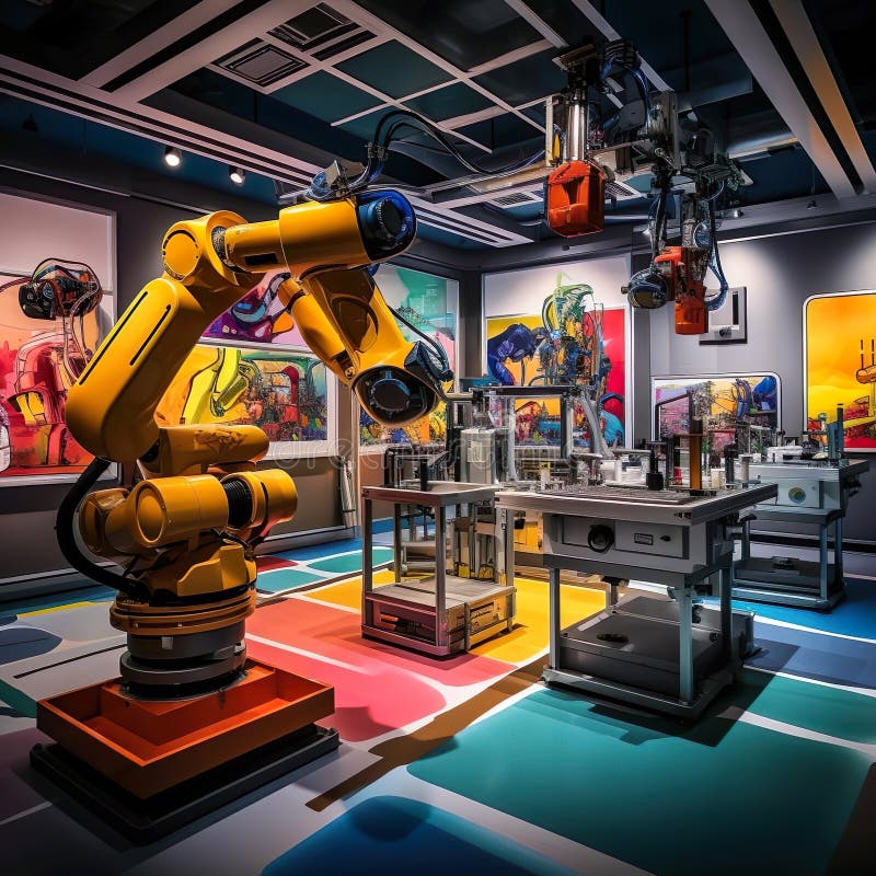 Yellow Color Robot Machine 3d Illustration Stock Illustration ...