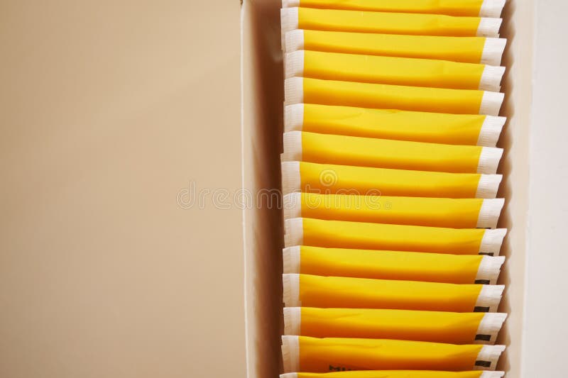 Yellow Color Tea Bags Packet in a Box Stock Image - Image of ...