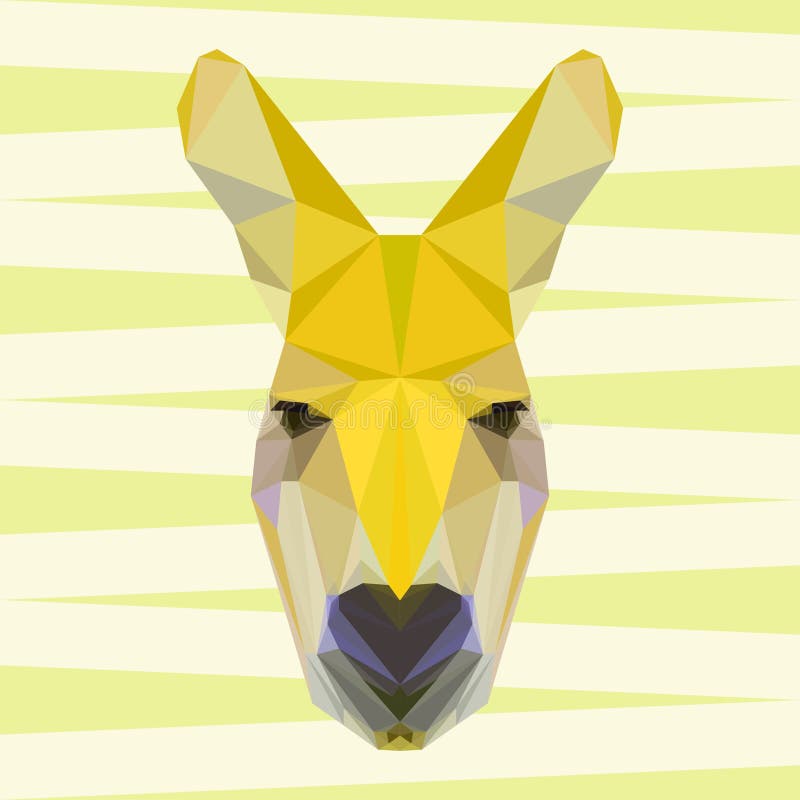Abstract Kangaroo. Blue, Yellow and Grey Blended Colored Polygonal ...