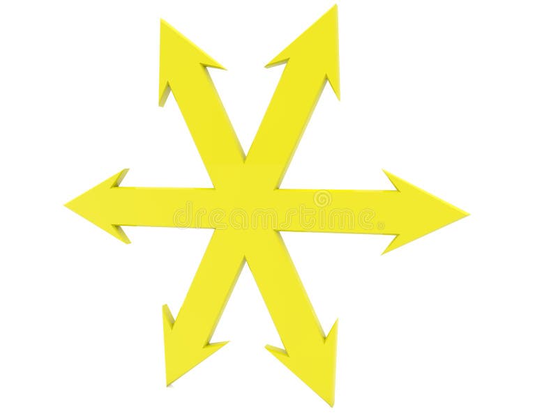 Yellow Colored Arrows in Different Directions Stock Illustration ...