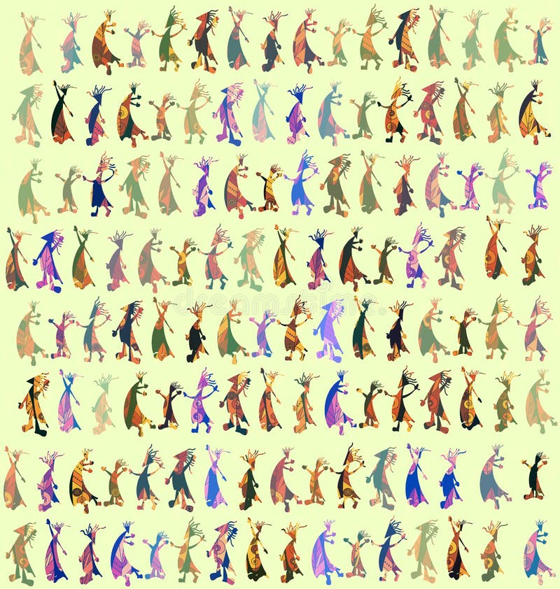 Yellow Colored Background Image Fantasy Dancing People Stock Vector ...