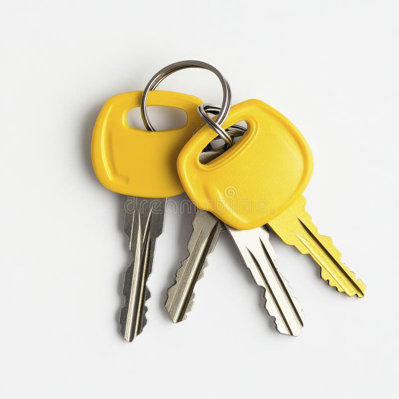 Yellow Colored Different Car Keys Floating in the Center of Image Stock ...