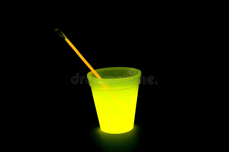 Yellow Colored Fluorescent Glass with Glow Sticks Lights Stock Photo ...