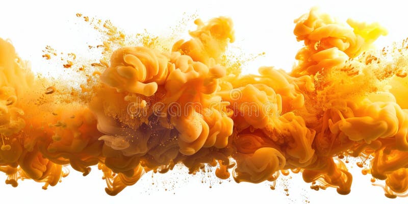 Yellow Colored Liquid Explosion on White Background. Generative Ai ...
