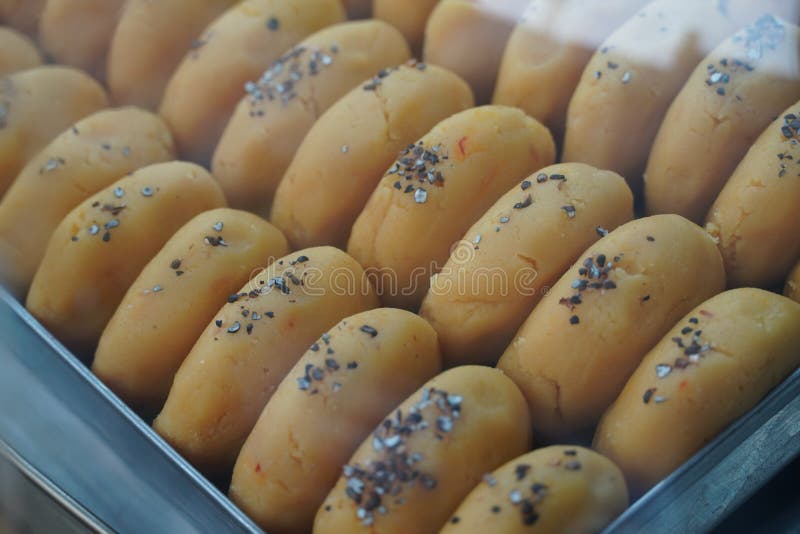 Yellow Colored Peda Sweets Image Stock Image - Image of fresh, isolated ...