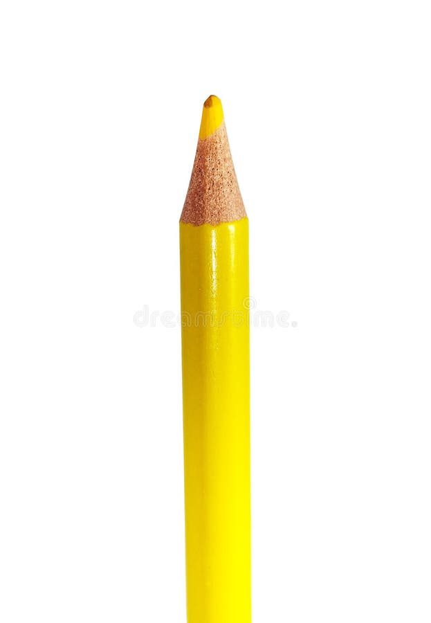 Yellow Colored Pencil on White Background Stock Image - Image of office ...