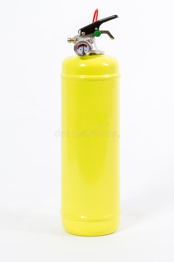 Yellow Colored Retro Fire Extinguisher Isolated on White Background ...