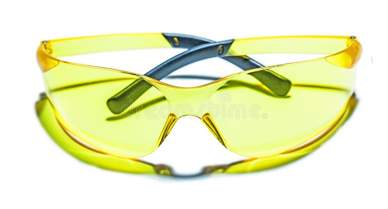 Yellow Colored Working Goggles Isolated on White Stock Image - Image of ...