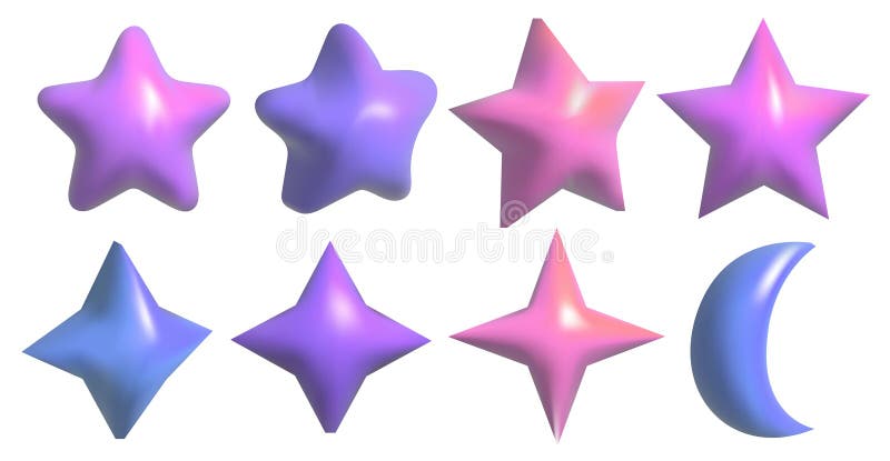 Yellow Colouful Purple and Pink Star Set on Isolated Background ...