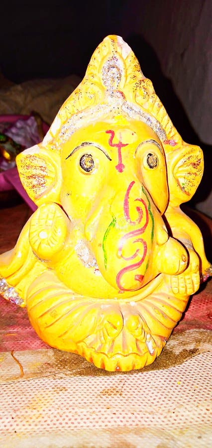 Yellow Colour Beautiful God Ganesh Image Stock Photo - Image of : 153458088
