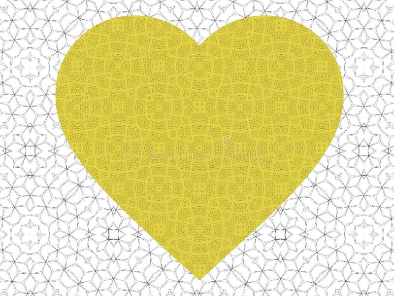 Yellow Colour Heart Shape Pattern Filled Beautiful Design Stock ...