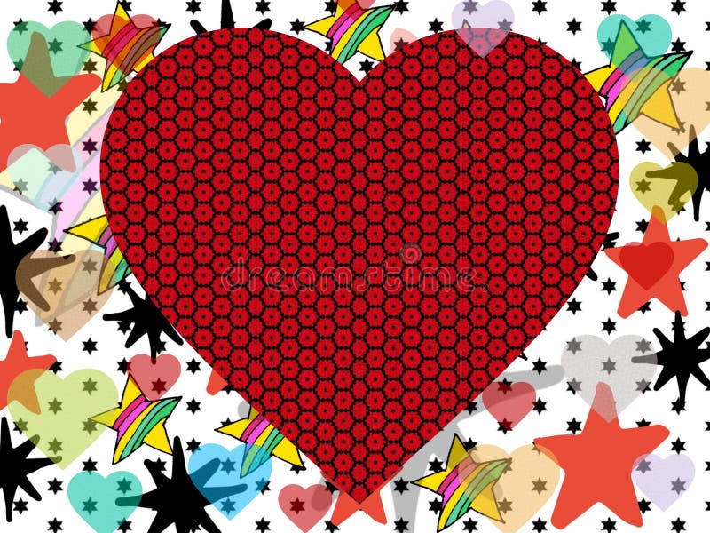 Red Colour Heart Shape Pattern Filled.with Supporting Heart Shapes in ...
