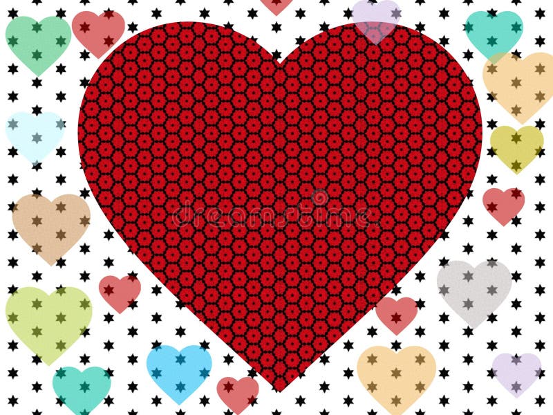 Red Colour Heart Shape Pattern Filled.with Supporting Heart Shapes in ...