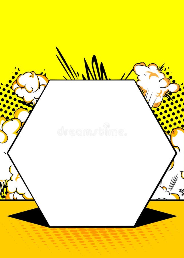 Yellow Comic Book Background with Blank Hexagonal Shape. Stock Vector ...