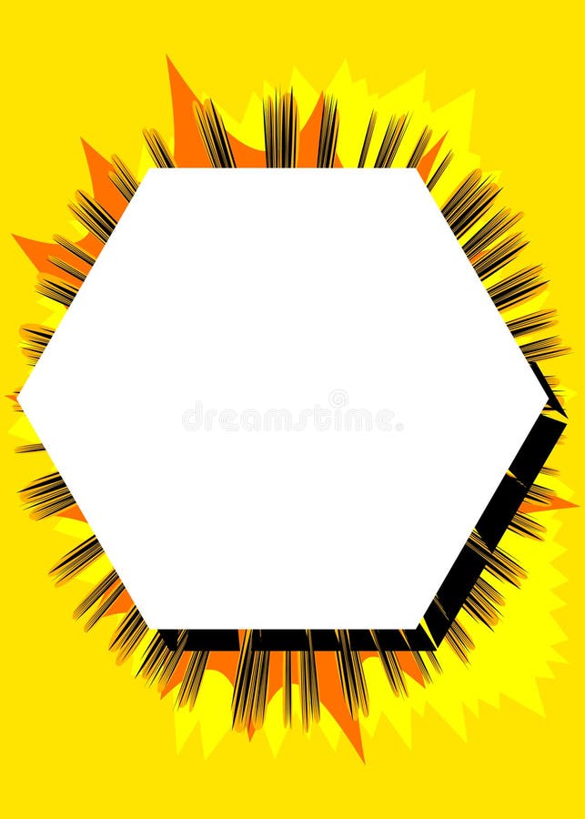 Yellow Comic Book Background with Blank Hexagonal Shape. Stock Vector ...
