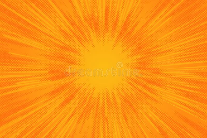 Yellow Comic Sunburst Background. Retro Poop Art Sun Light Vector ...