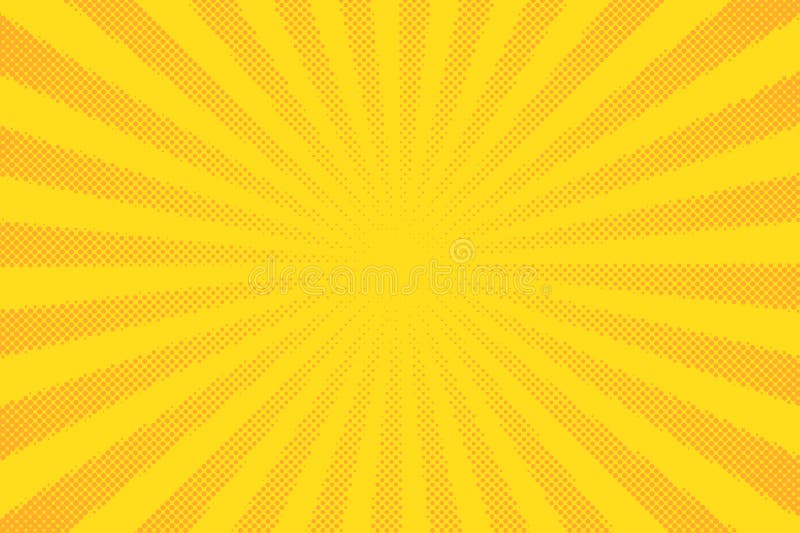 Yellow Comics Background. Abstract Lines Backdrop. Bright Sunrays ...