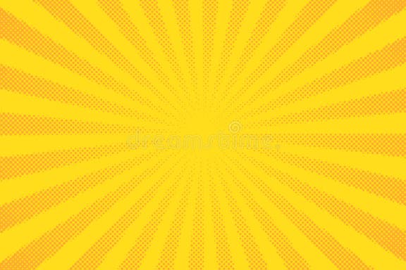 Yellow Comics Background. Abstract Lines Backdrop. Bright Sunrays ...