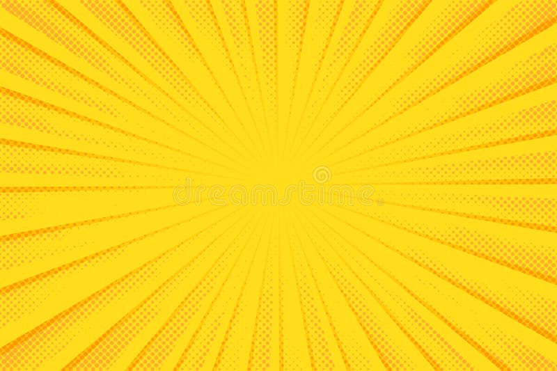 Yellow Comics Background. Abstract Lines Backdrop. Bright Sunrays ...