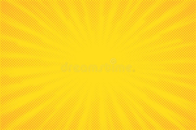 Yellow Comics Background. Abstract Lines Backdrop. Bright Sunrays ...