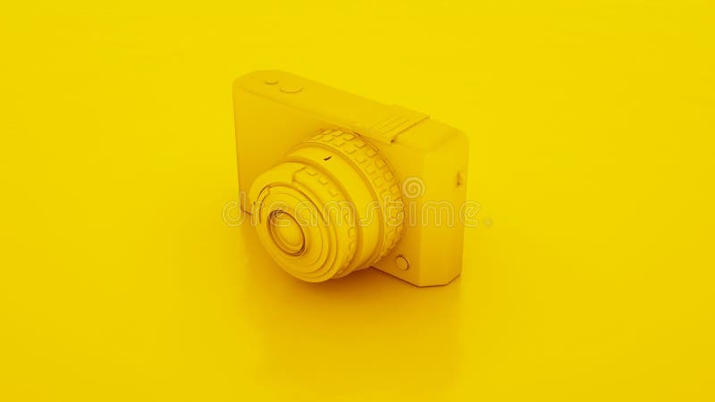 Yellow Compact Camera. 3D Illustration Stock Illustration ...