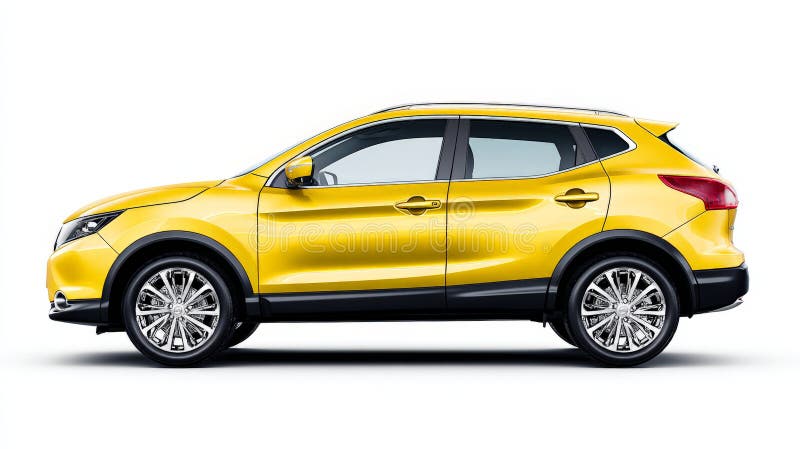 Yellow Compact SUV Side Profile Studio Shot Stock Illustration ...