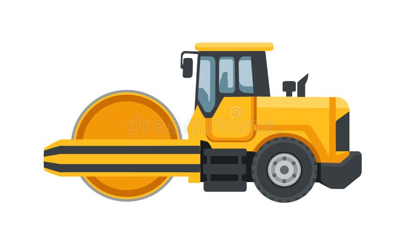 Yellow Compactor Heavy Industrial Machine Road Roller Vector ...