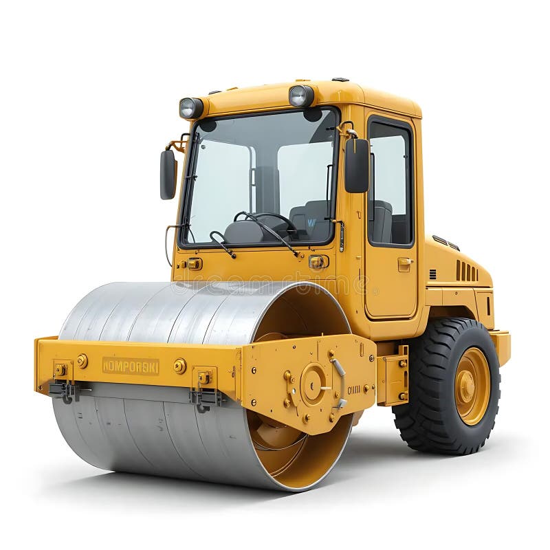 Yellow Compactor Rolling Machine Ready for Paving and Construction Work Stock Illustration ...