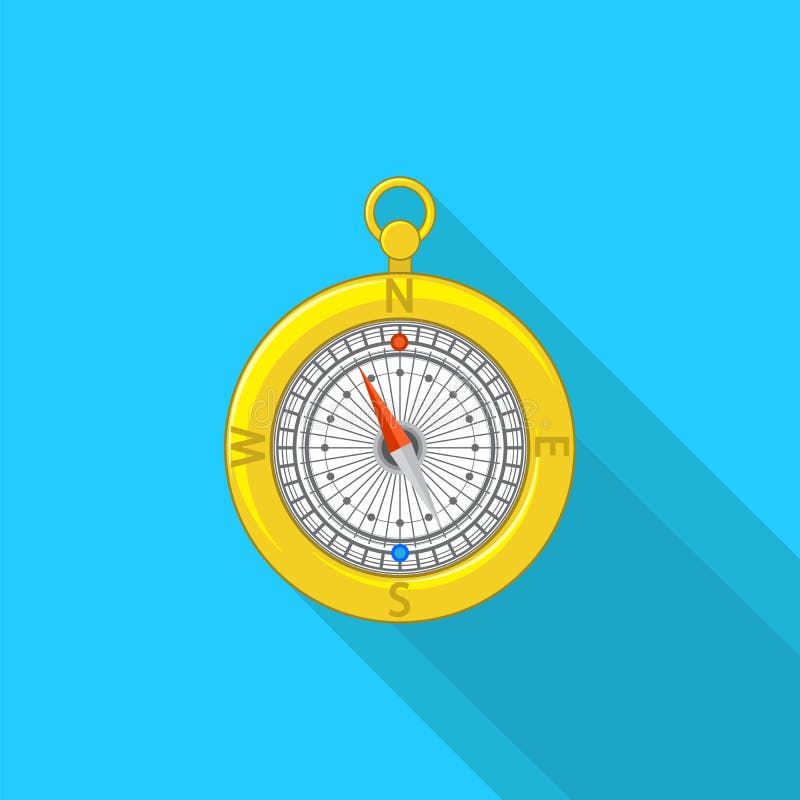 Yellow Compass Icon on Blue Background. Symbol of Travel Stock Vector ...