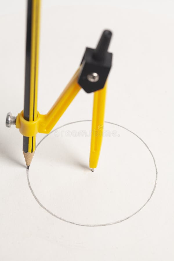 Yellow Compass with Pencil Isolated on White Background Stock Image ...