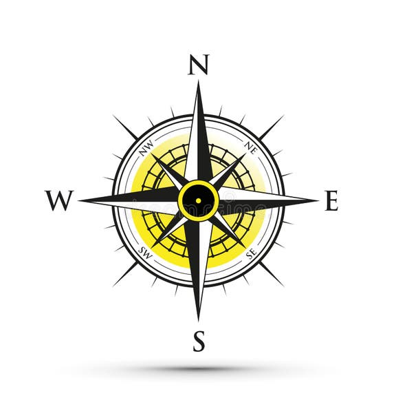 A yellow compass stock vector. Illustration of globe - 108436670