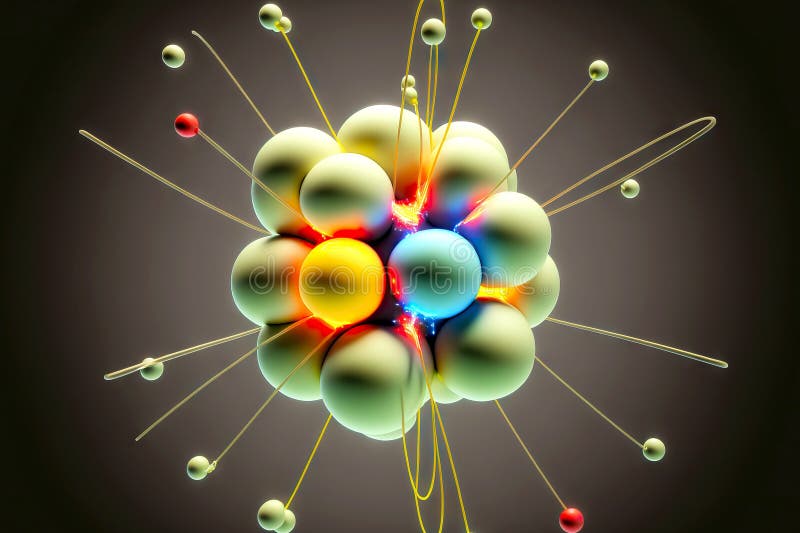 Yellow Composite Atom Orbit with Rays Emanating from Center of Core ...