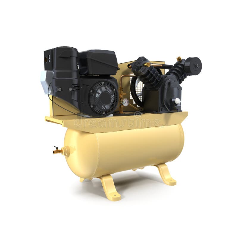 Yellow Compressor On A White Background. Stock Image - Image of ...