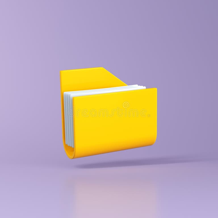 Yellow Computer Folder with Blank Documents Stock Illustration ...