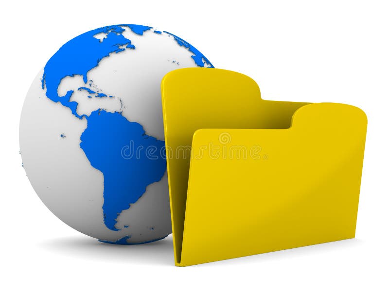 Yellow Computer Folder with Key Stock Illustration - Illustration of ...