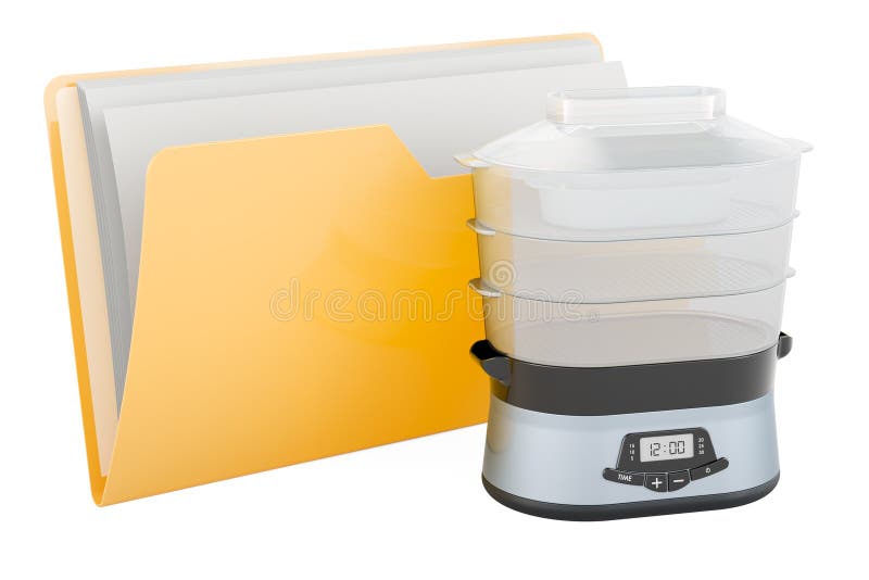 Yellow Computer Folder Icon with Food Steamer, 3D Rendering Stock ...