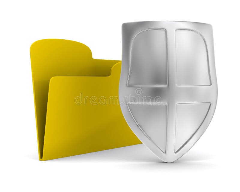 Yellow Computer Folder with Key Stock Illustration - Illustration of ...