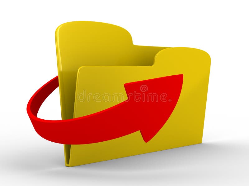 Yellow Computer Folder with Key Stock Illustration - Illustration of ...
