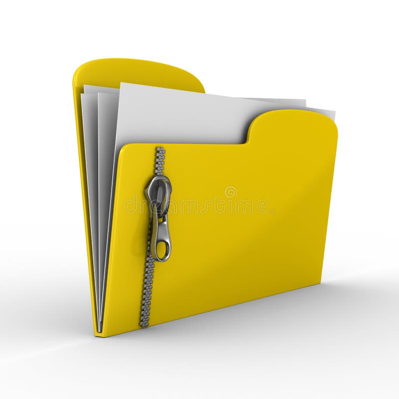 Yellow Computer Folder with Zipper Stock Illustration - Illustration of ...