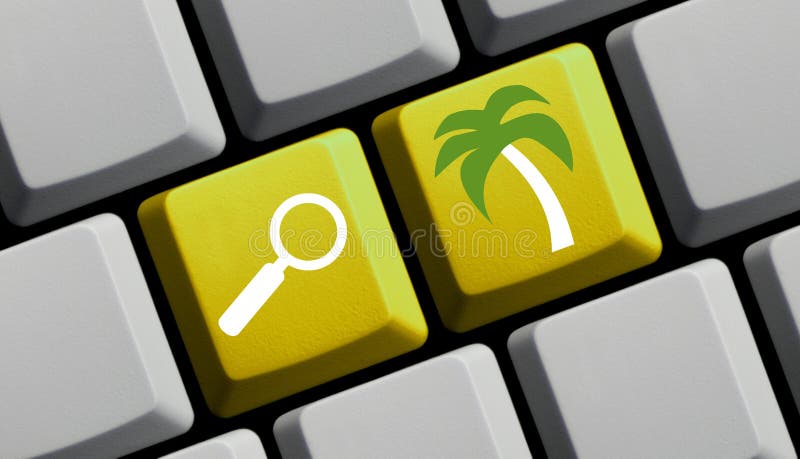 Yellow Computer Keyboard: Palm Stock Photo - Image of magnify, resort ...