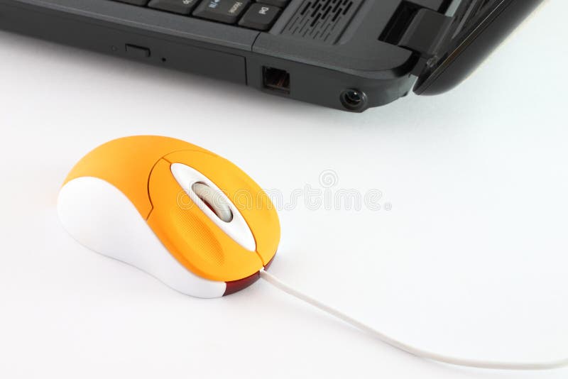 Yellow Computer Mouse on Working Desktop. Stock Photo - Image of cable ...
