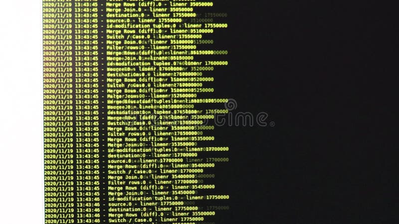 Red Computer Software Code Moving On A Black Monitor Computer Hacking In Process Dynamic Text