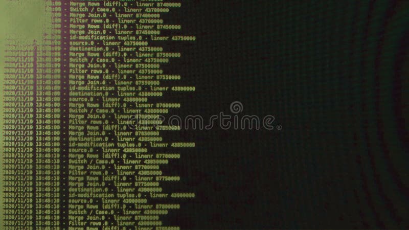 Yellow Computer Software Code Moving on a Black Monitor. Computer Hacking in Process, Dynamic ...