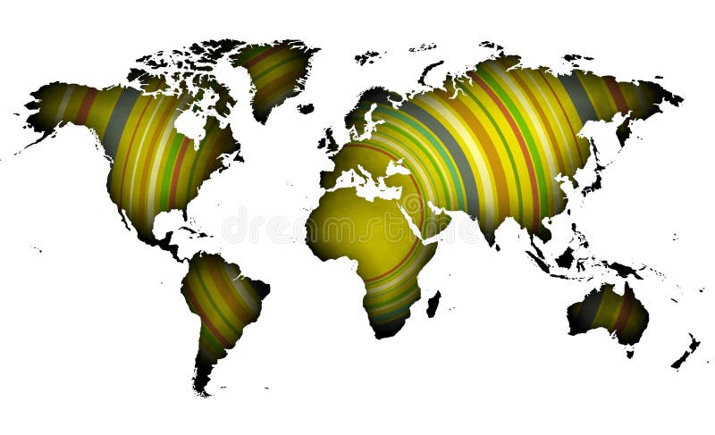 Yellow Concentric Worldmap with Perimetral Shadows. Stock Illustration ...