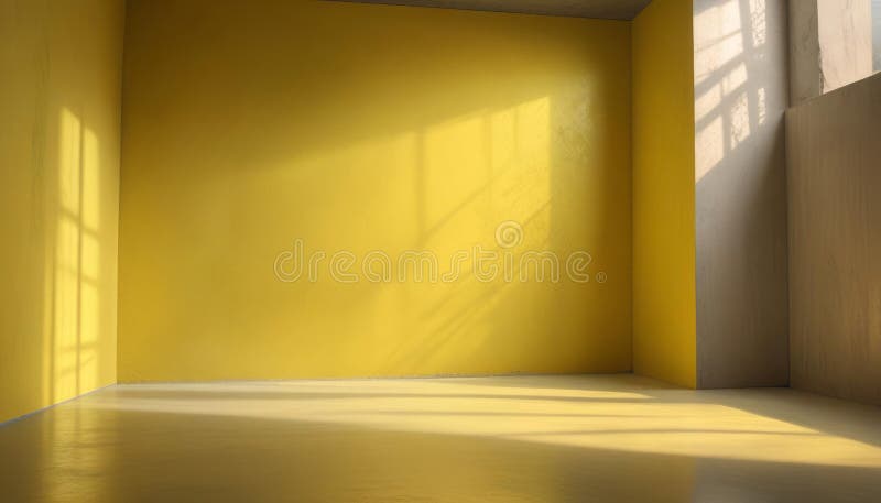 Yellow Concrete Background with Light from the Window Stock ...