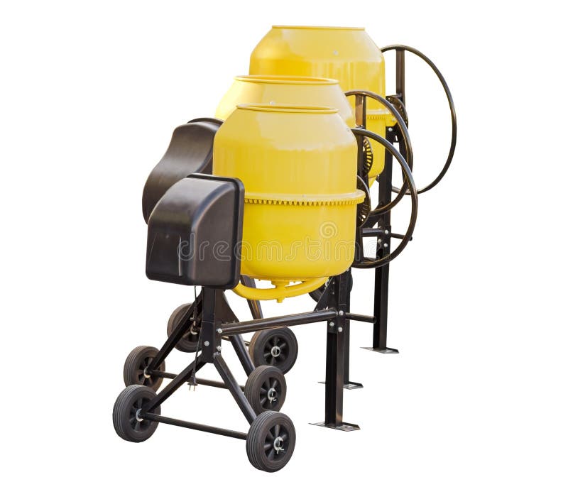 Concrete Mixers Isolated on a White Stock Image - Image of metal, steel ...