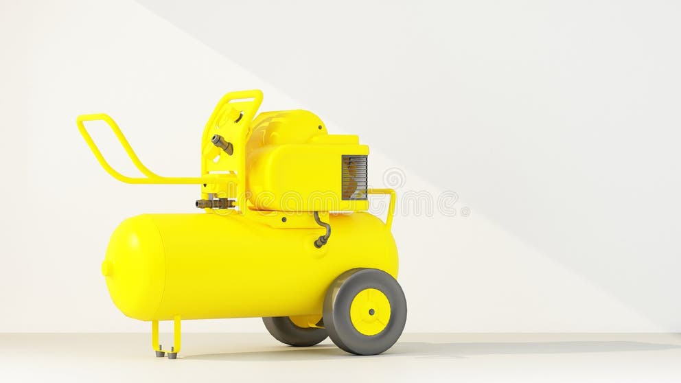 Yellow Conditional Air Compressor in a Beam of Light Stock Illustration ...