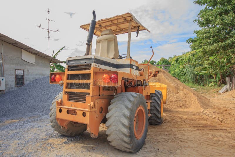 Yellow Construct Tractor Vintage Stock Image - Image of developing ...