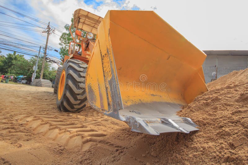 Yellow Construct Tractor Vintage Stock Photo - Image of road, compactor ...