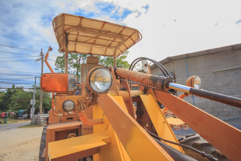 Yellow Construct Tractor Vintage Stock Image - Image of developing ...